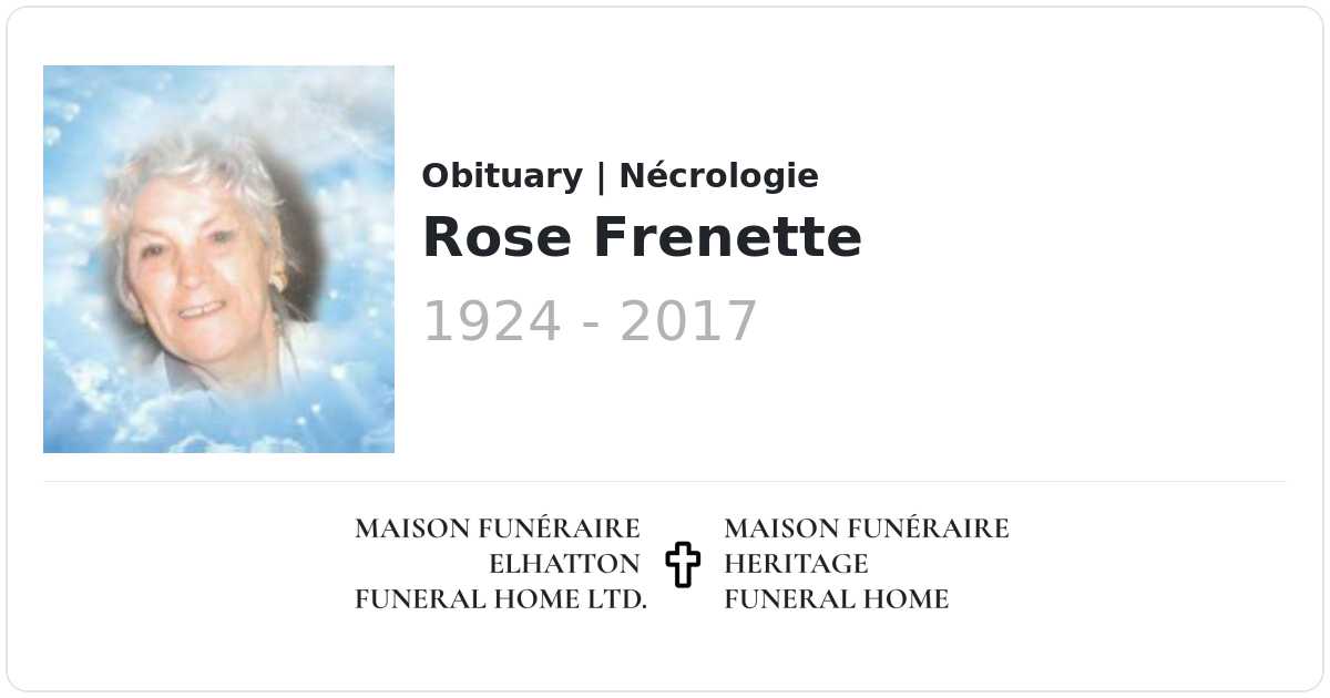 Rose Frenette | Obituaries | Elhatton's Funeral Home Ltd.
