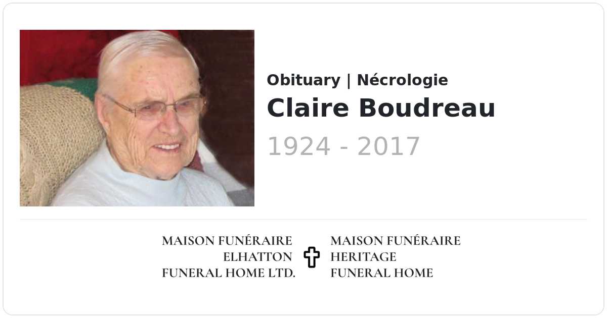 Claire Boudreau | Obituaries | Elhatton's Funeral Home Ltd.