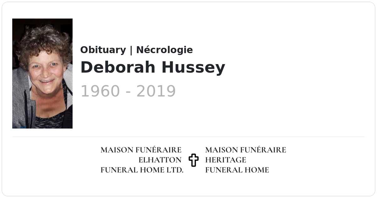 Deborah Hussey | Obituaries | Elhatton's Funeral Home Ltd.